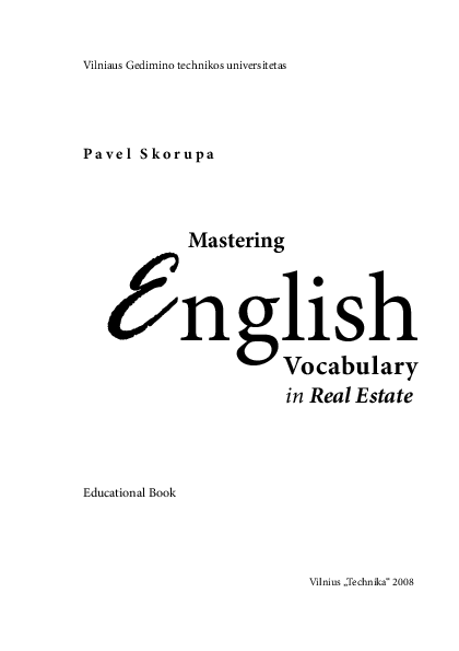 (PDF) Mastering English Vocabulary in Real Estate