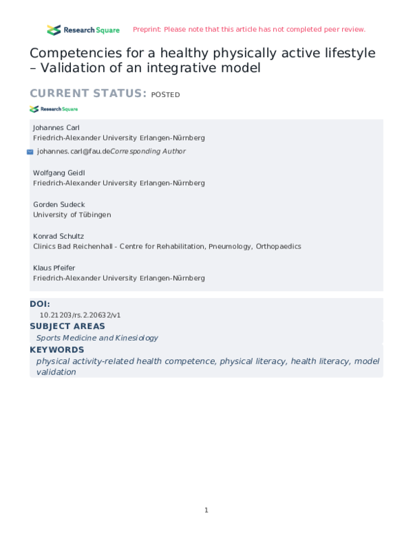 (PDF) Competencies for a healthy physically active lifestyle ...