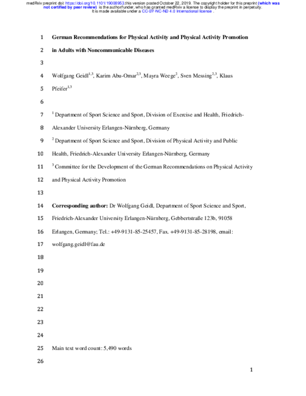 (PDF) German Recommendations for Physical Activity and Physical ...