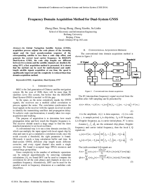 (PDF) Frequency Domain Acquisition Method for Dual-System GNSS