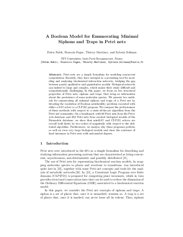 Pdf A Boolean Model For Enumerating Minimal Siphons And Traps In