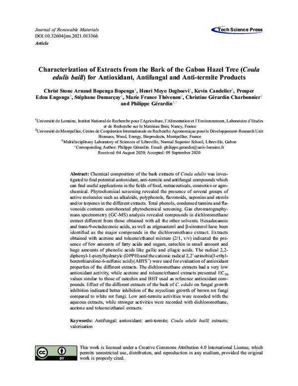 (PDF) Characterization of Extracts from the Bark of the Gabon Hazel ...