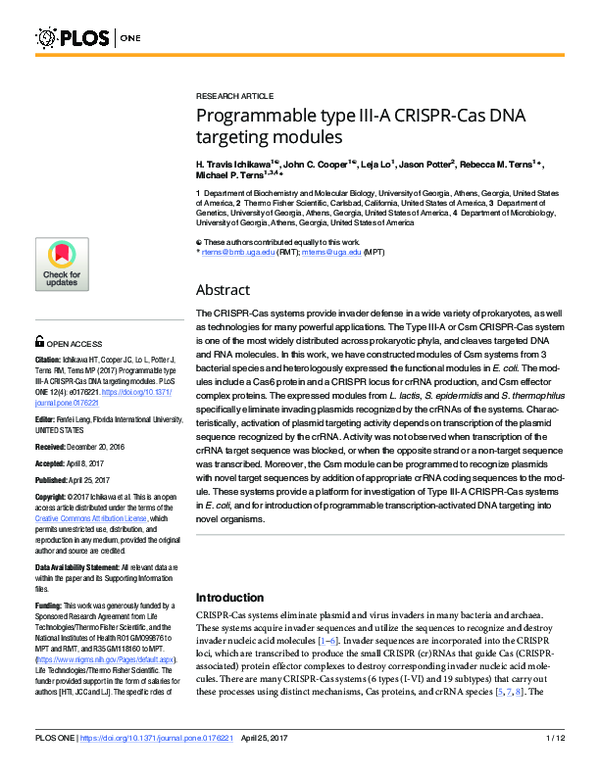(PDF) Programmable type III-A CRISPR-Cas DNA targeting modules