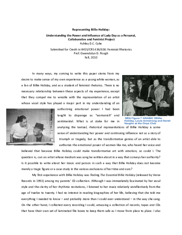 (PDF) Representing Billie Holiday: Understanding the Power and ...