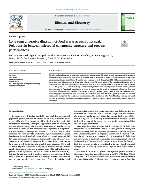 (PDF) Long-term anaerobic digestion of food waste at semi-pilot scale: Relationship between ...