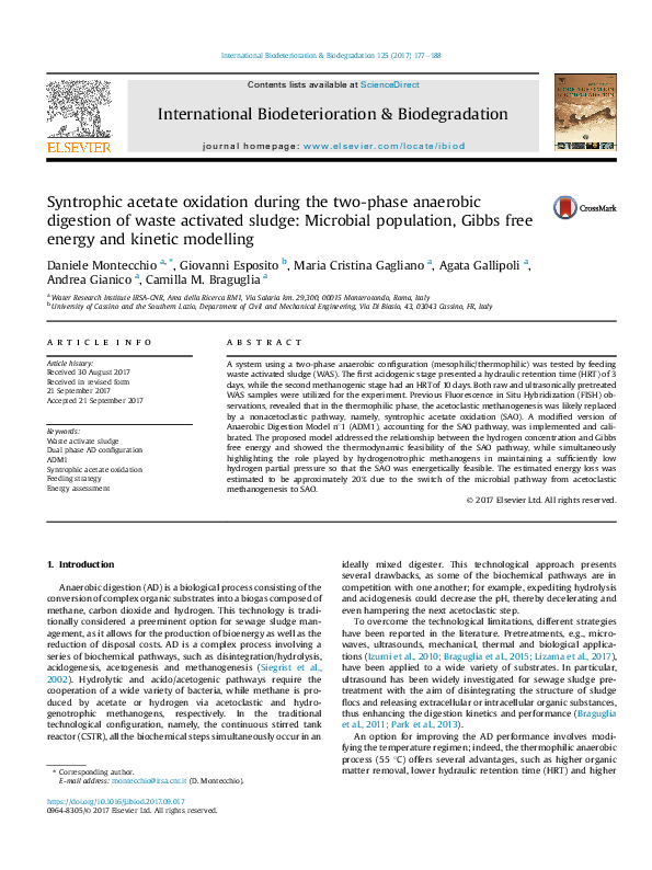 (PDF) Syntrophic acetate oxidation during the two-phase anaerobic ...