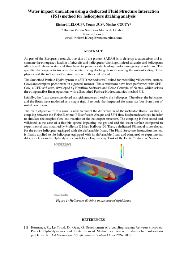 (PDF) Water impact simulation using a dedicated Fluid Structure Interaction (FSI) method for ...