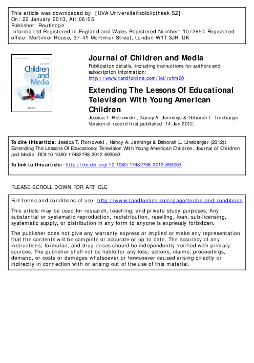 (PDF) Extending the Lessons of Educational Television with Young ...