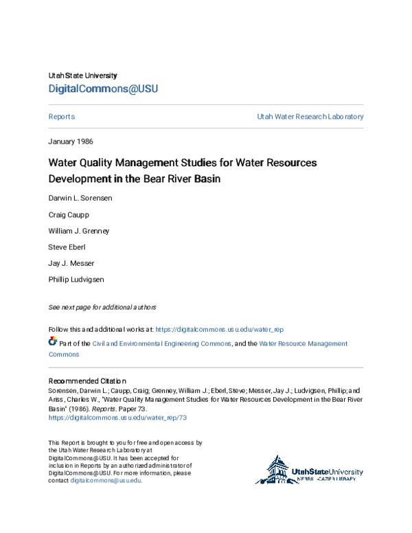 (PDF) Water quality management studies for water resources development ...