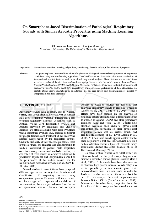 (PDF) On Smartphone-based Discrimination of Pathological Respiratory Sounds with Similar ...