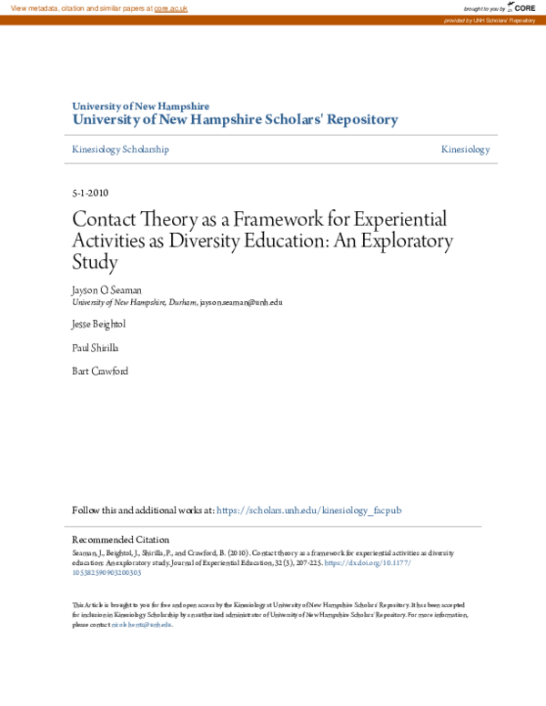 (PDF) Contact Theory as a Framework for Experiential Activities as ...