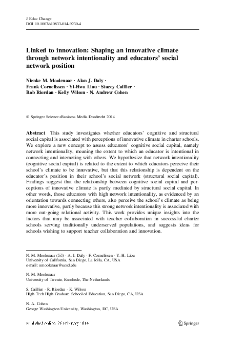 (PDF) Linked to innovation: Shaping an innovative climate through ...