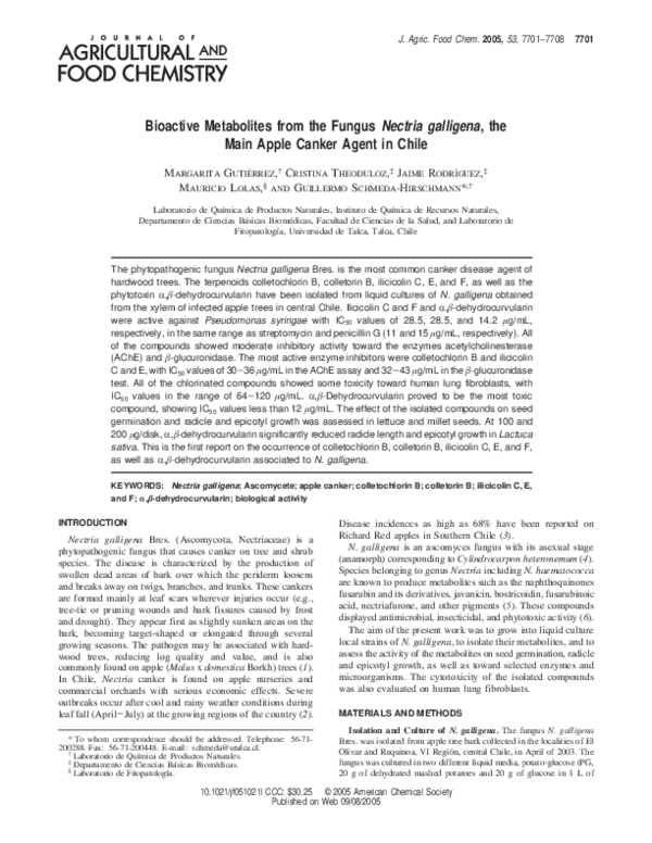 (PDF) Bioactive Metabolites from the Fungus Nectria galligena, the Main ...