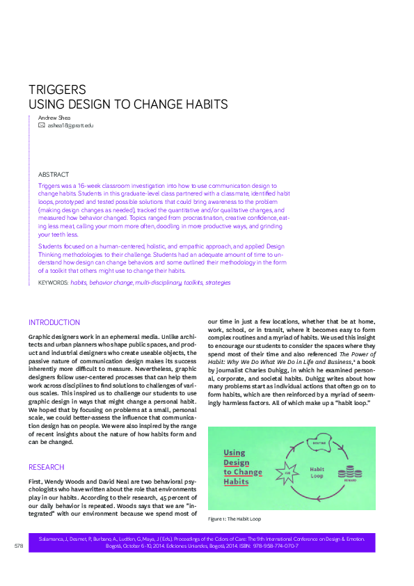 (PDF) Triggers: Using Design to Change Habits