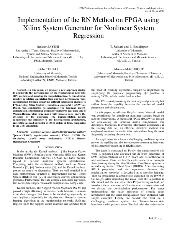 (PDF) Implementation of the RN Method on FPGA using Xilinx System Generator for Nonlinear System ...