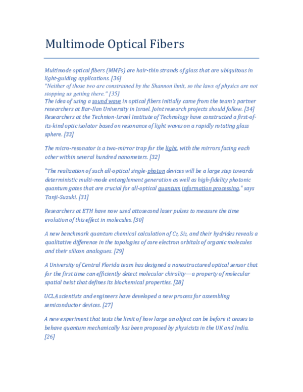 Pdf Advancements In Multimode Optical Fibers