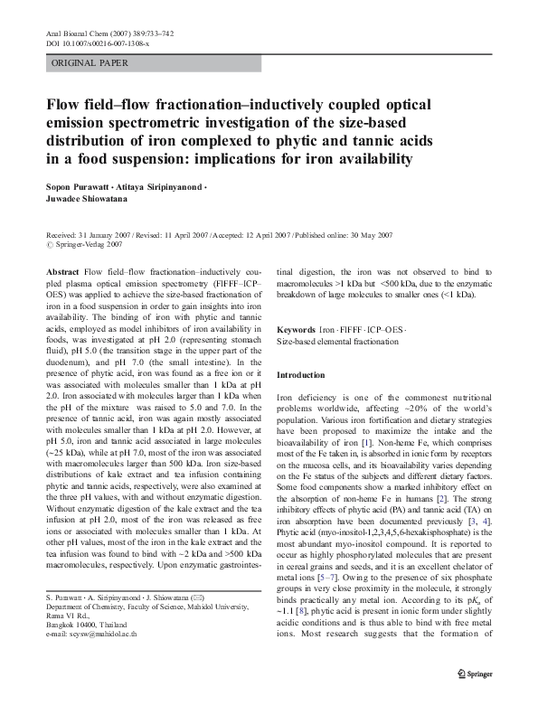 (PDF) Flow field–flow fractionation–inductively coupled optical ...