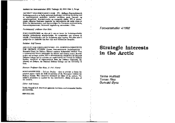 (PDF) Strategic interests in the Arctic | Tomas Ries - Academia.edu