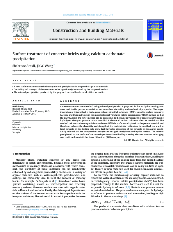 (PDF) Surface treatment of concrete bricks using calcium carbonate ...