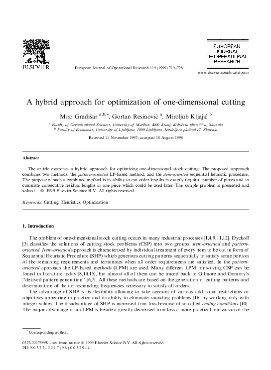 (PDF) A hybrid approach for optimization of one-dimensional cutting