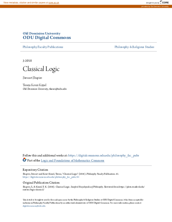 (PDF) Classical Logic