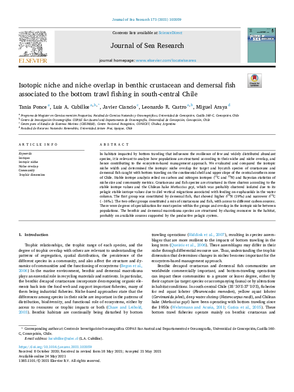 (PDF) Isotopic niche and niche overlap in benthic crustacean and ...