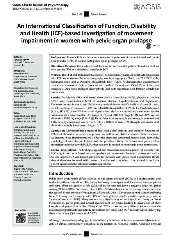 (PDF) The International Classification of Function Disability and ...