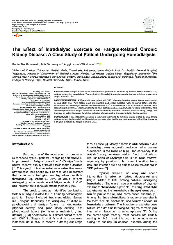 (PDF) The Effect of Intradialytic Exercise on Fatigue-Related Chronic Kidney Disease: A Case ...