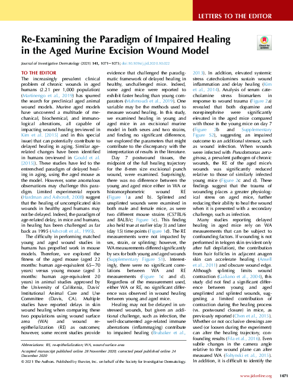 (PDF) Re-Examining the Paradigm of Impaired Healing in the Aged Murine ...