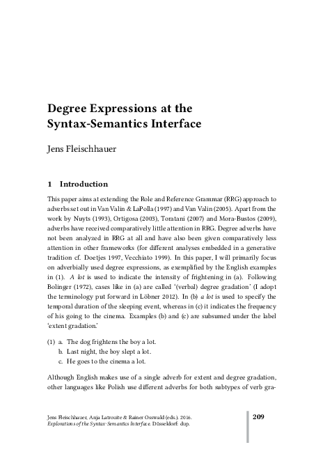 (PDF) Degree Expressions at the Syntax-Semantics Interface