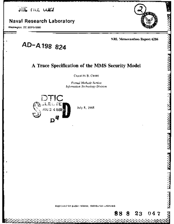 (PDF) A Trace Specification of the MMS Security Model