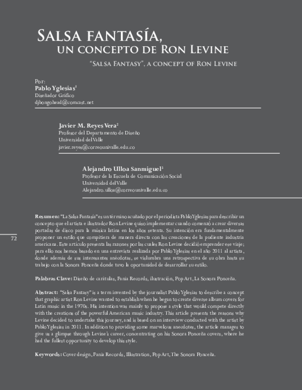 (PDF) Salsa fantasía, un concepto de Ron Levine