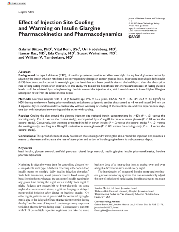 (PDF) Effect of Injection Site Cooling and Warming on Insulin Glargine ...