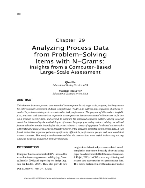 (PDF) Analyzing Process Data from Problem-Solving Items with N-Grams