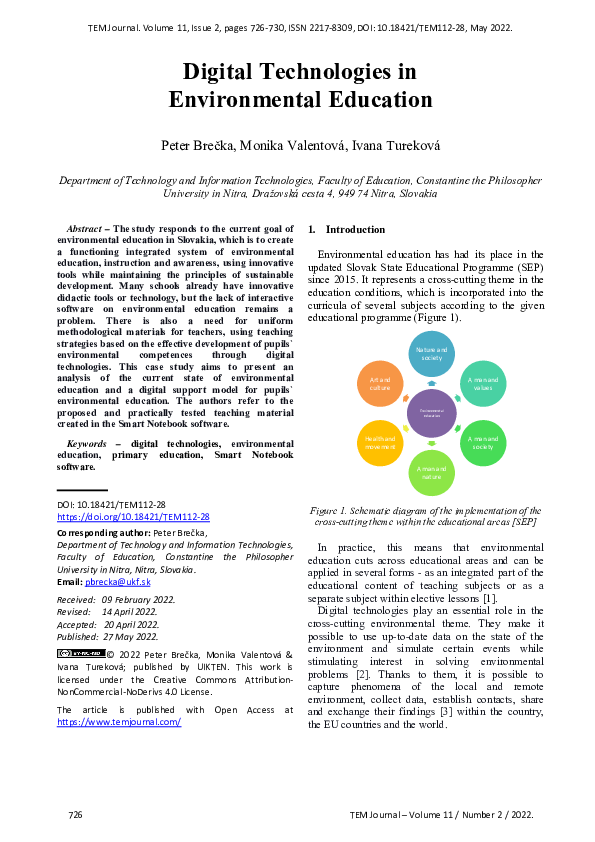 (PDF) Digital Technologies in Environmental Education