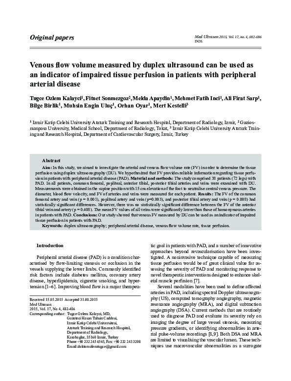 (PDF) Venous flow volume measured by duplex ultrasound can be used as an indicator of impaired ...