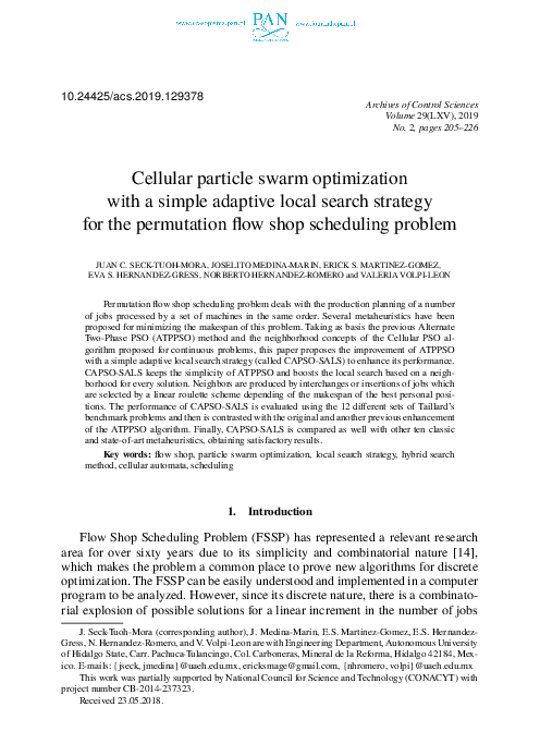 Pdf Cellular Particle Swarm Optimization With A Simple Adaptive Local Search Strategy For The