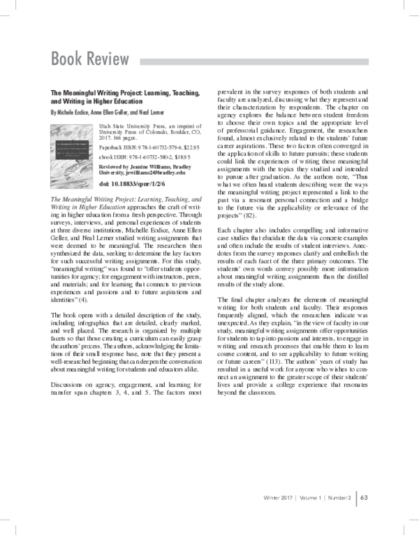 (PDF) The Meaningful Writing Project: Learning, Teaching and Writing in ...