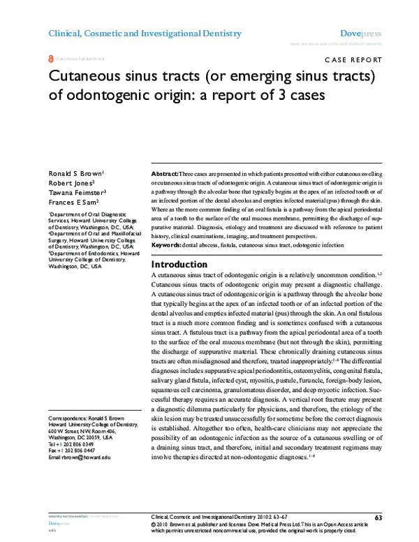 (PDF) Cutaneous sinus tracts (or emerging sinus tracts) of odontogenic ...