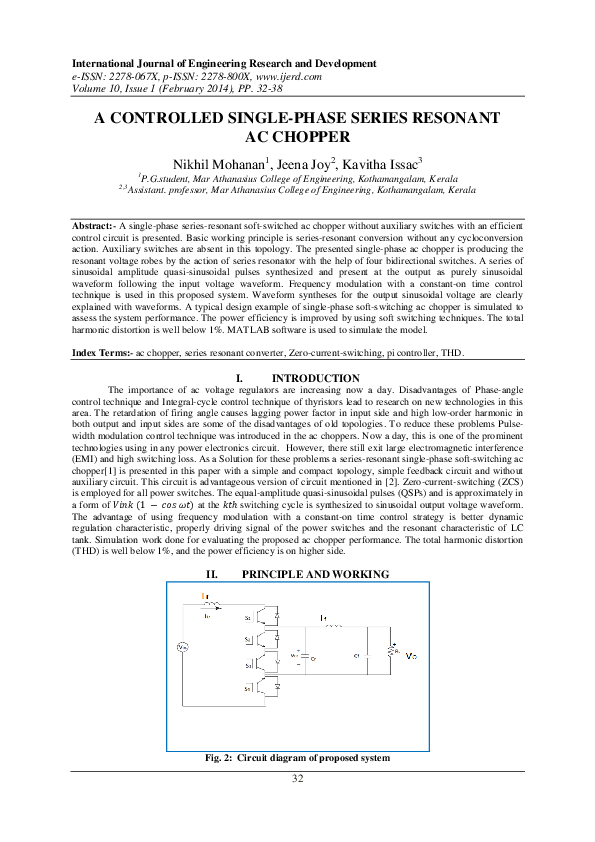 (PDF) A Controlled Single-Phase Series Resonant Ac Chopper (PDF) A Controlled Single-Phase Series Resonant Ac Chopper