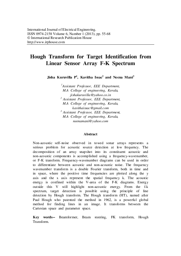 (PDF) Hough Transform for Target Identification from Linear Sensor ...