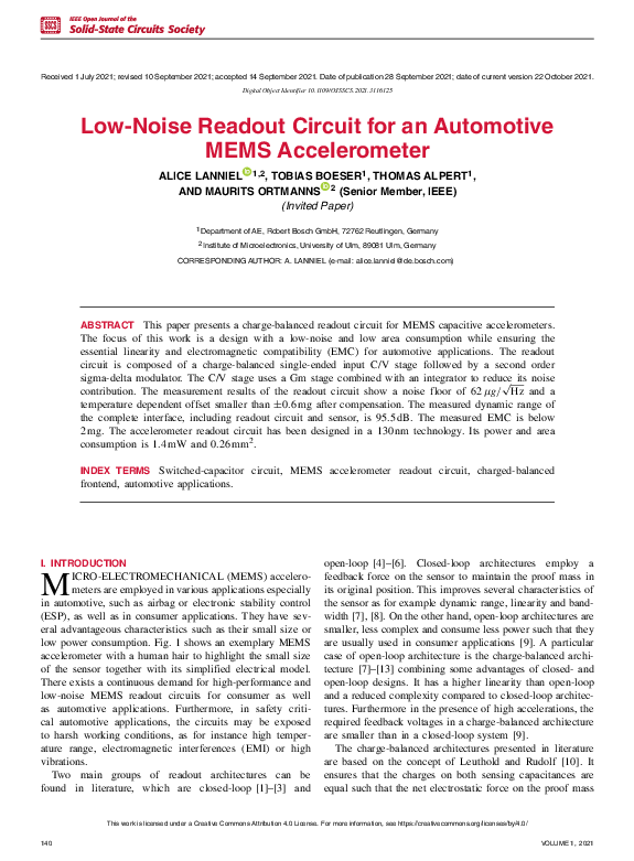 (PDF) Low-Noise Readout Circuit for an Automotive MEMS Accelerometer (PDF) Low-Noise Readout Circuit for an Automotive MEMS Accelerometer