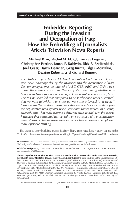 (PDF) Embedded Reporting During the Invasion and Occupation of Iraq ...
