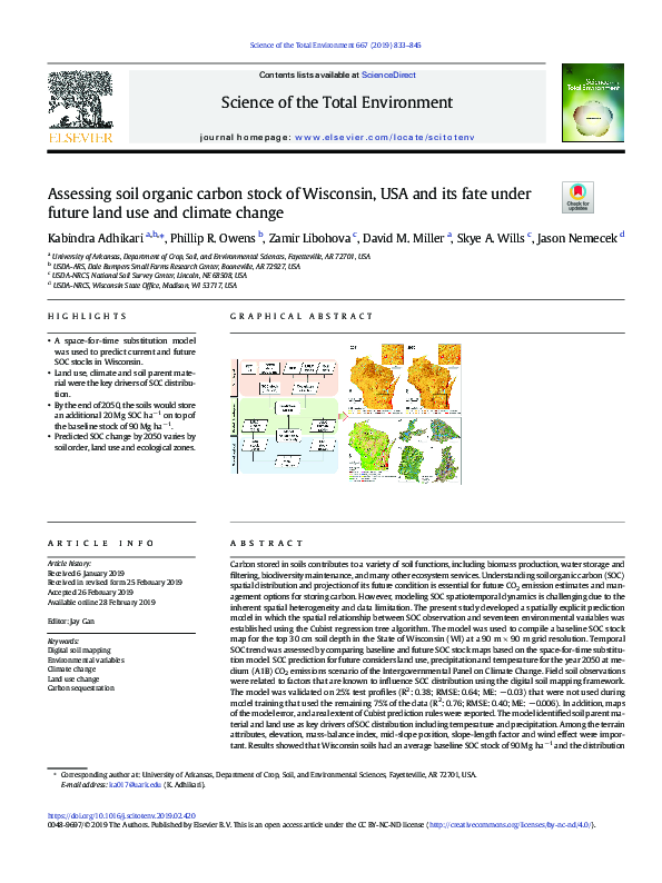 (PDF) Assessing soil organic carbon stock of Wisconsin, USA and its fate under future land use ...