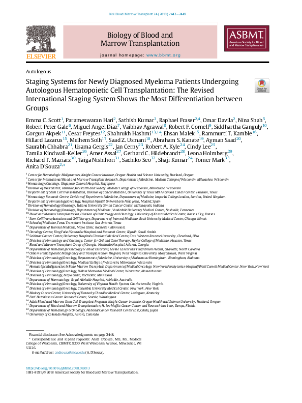 (PDF) Staging Systems for Newly Diagnosed Myeloma Patients undergoing ...
