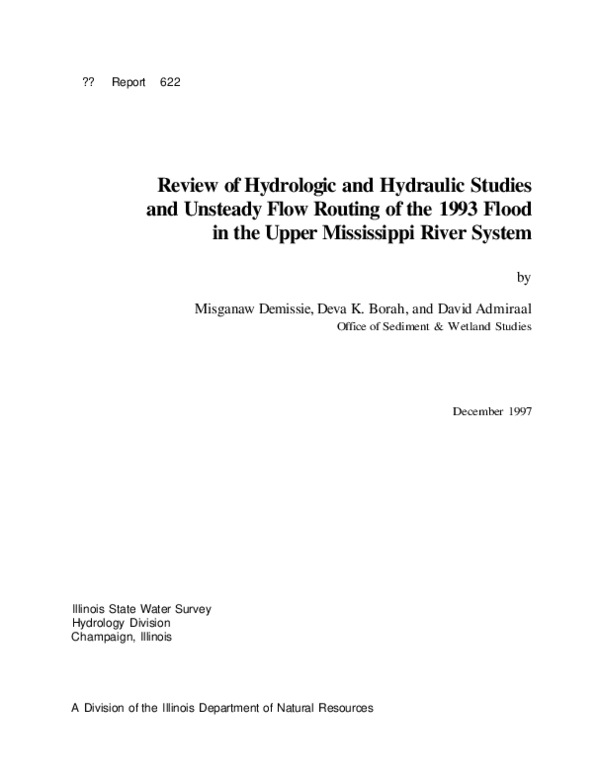 (PDF) Review of Hydrologic and Hydraulic Studies and Unsteady Flow ...