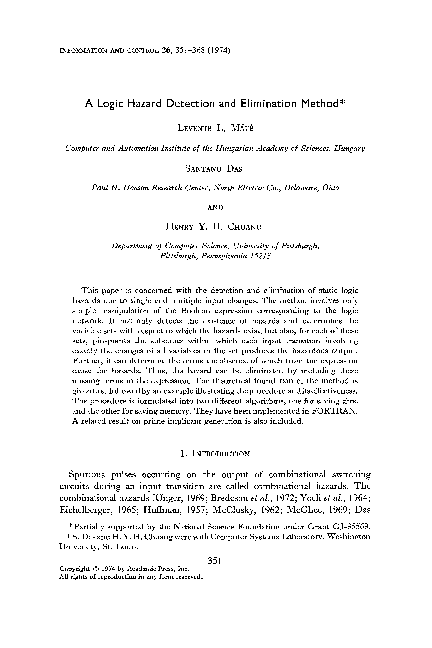 (PDF) A logic hazard detection and elimination method