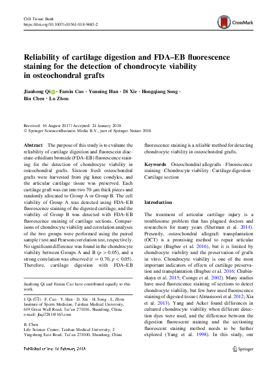 (PDF) Reliability of cartilage digestion and FDA-EB fluorescence staining for the detection of ...