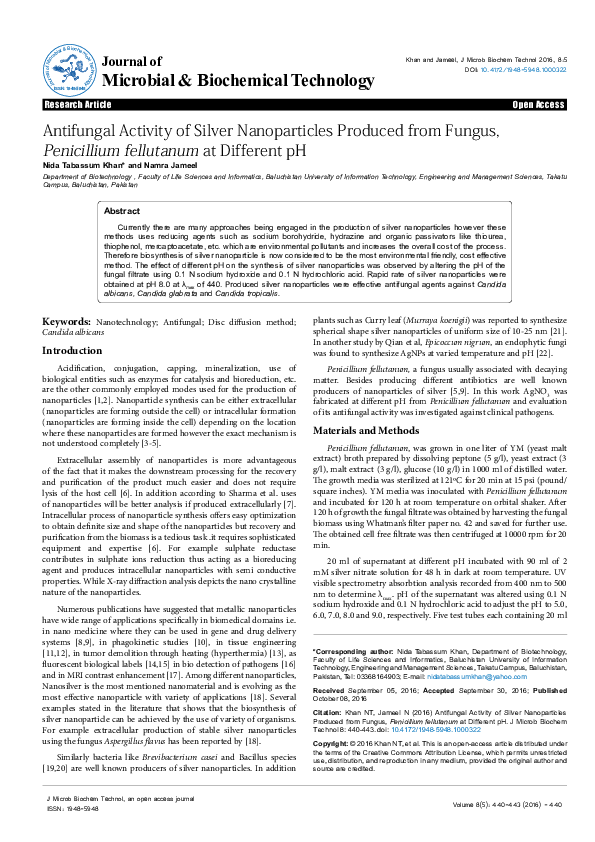(PDF) Antifungal Activity of Silver Nanoparticles Produced from Fungus ...