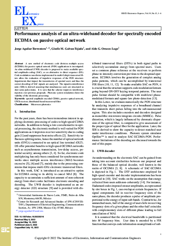 Pdf Performance Analysis Of An Ultra Wideband Decoder For Spectrally Encoded Ecdma On Passive